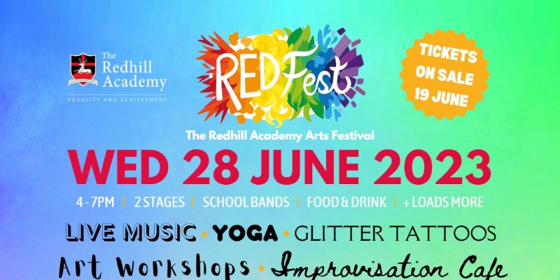 The Redhill Academy - REDfest 2023: ticket sales close at 12pm today