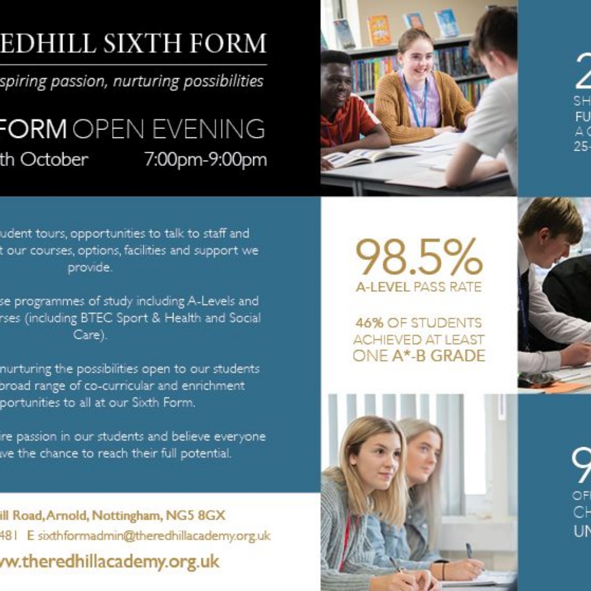 The Redhill Academy - Post-16 Open Evening: Thu 05 October 2023